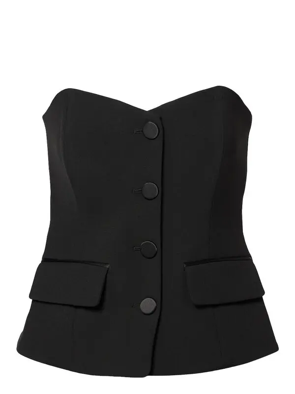Veronica Beard Arlette Peplum Corset Top - Black