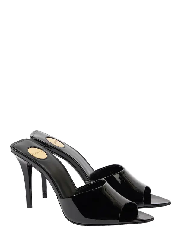 Saint Laurent Romy Patent Leather Mules - Black