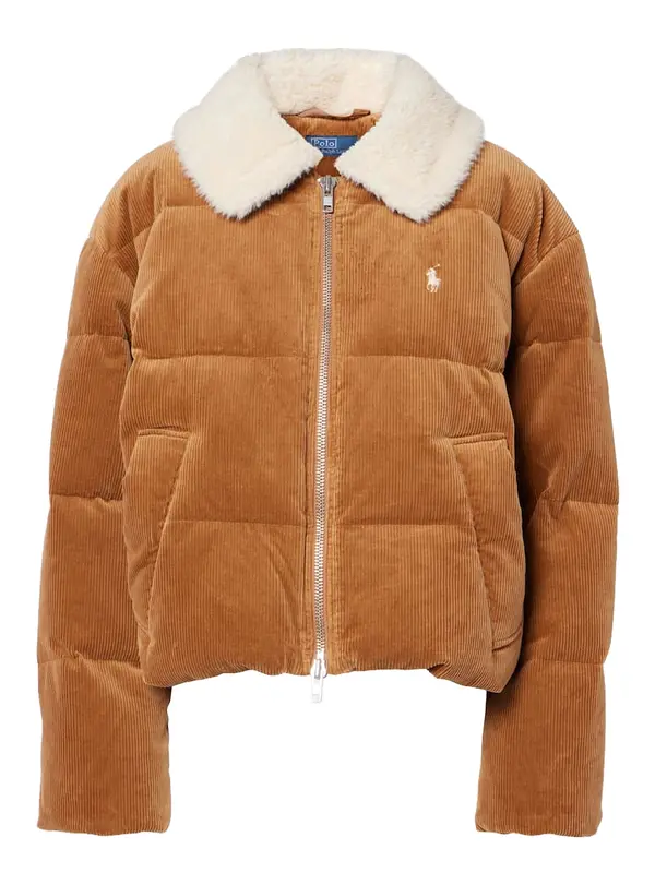 Polo Ralph Lauren Faux Fur-trimmed Corduroy Down Jacket - Brown