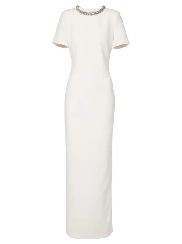 Roland Mouret Embellished Crêpe Gown - White