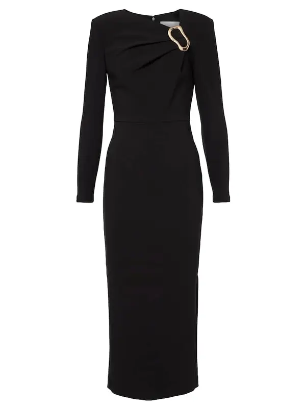 Roland Mouret Asymmetric Crêpe Midi Dress - Black