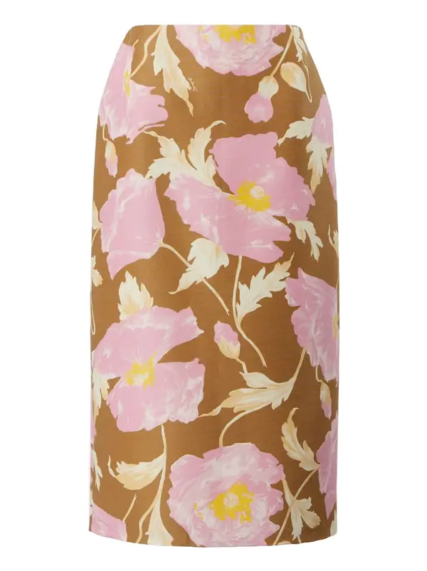 La DoubleJ Floral Wool-blend Cady Pencil Skirt - Multicoloured