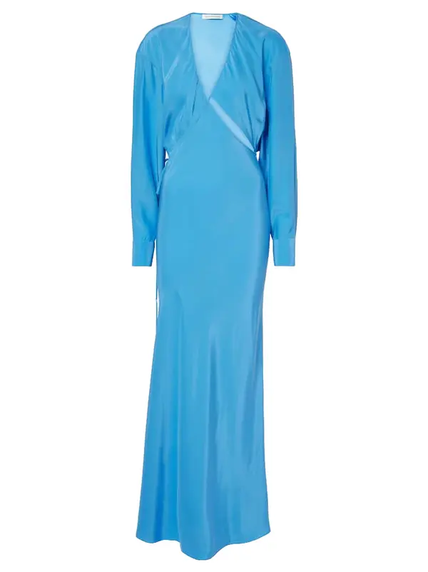 Christopher Esber Cutout Silk Maxi Dress - Blue