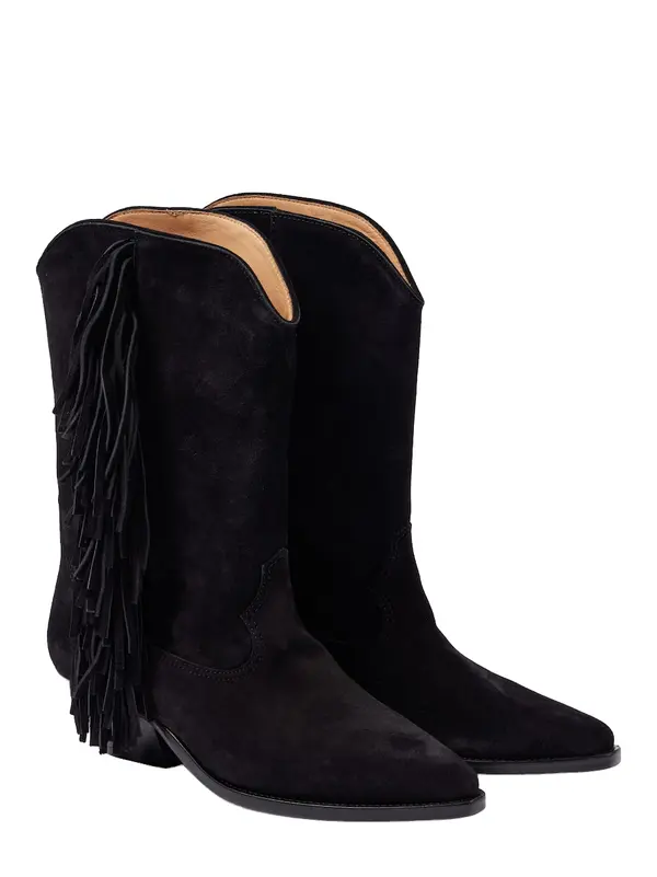 Isabel Marant Duerto Fringed Cowboy Boots - Black