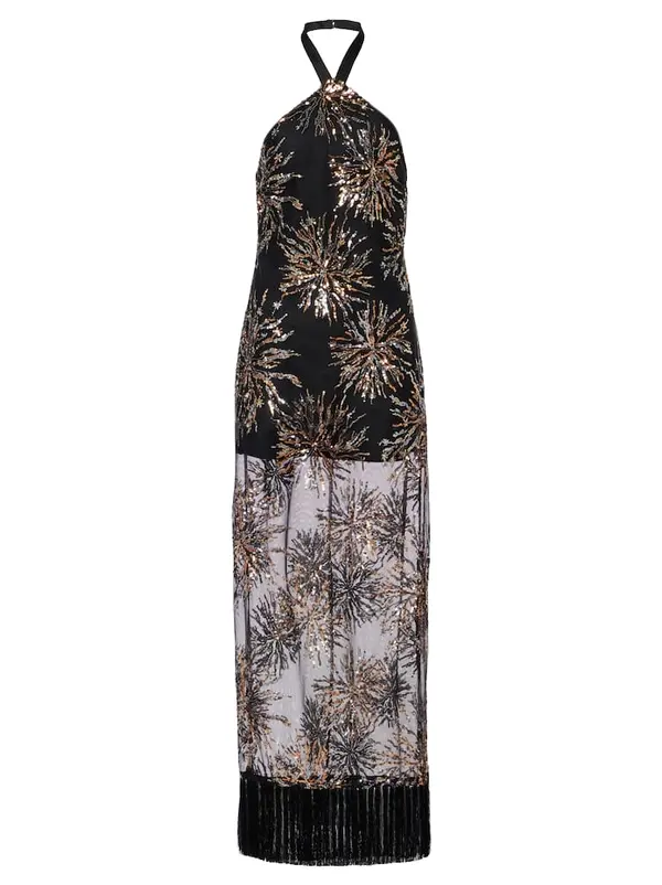 TALLER MARMO Nina Soleil Sequined Maxi Dress - Black