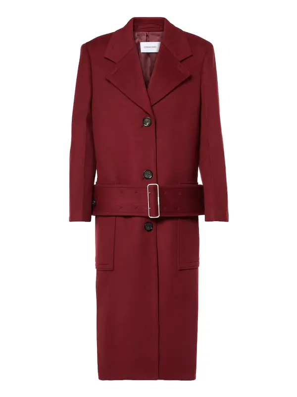FERRAGAMO Wool-cashmere Belted Overcoat - Red