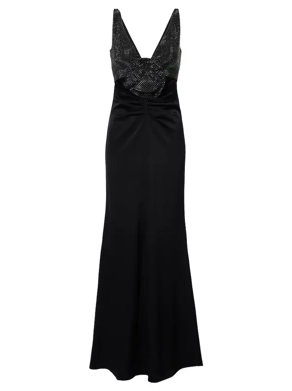Roland Mouret Floral-appliqué Embellished Gown - Black