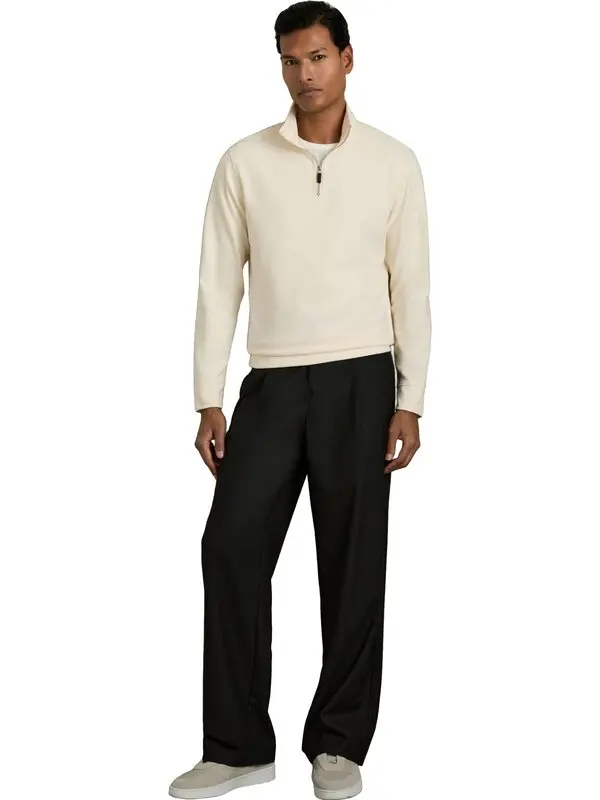 REISS Creek Brushed Corduroy Half-zip Jumper - Off White