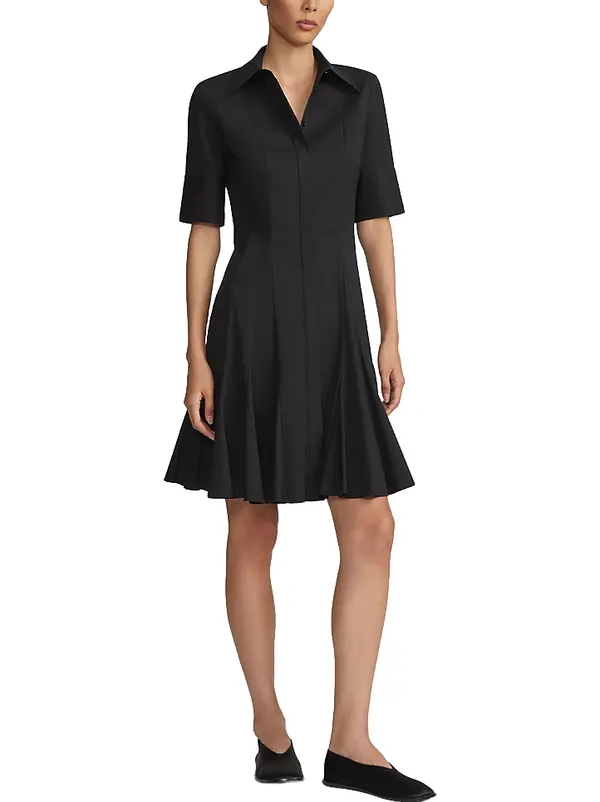 Lafayette 148 New York Godet Peplum Shirt Dress - Black
