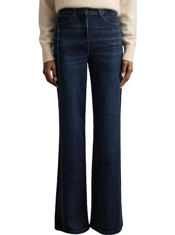 REISS Petite Wide Leg Mid Rise Jeans - Dark Blue