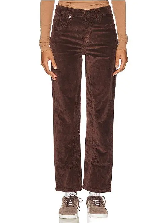 Free People We The Free Risk Taker Corduroy Straight Leg Pants - Chocolate Truffle
