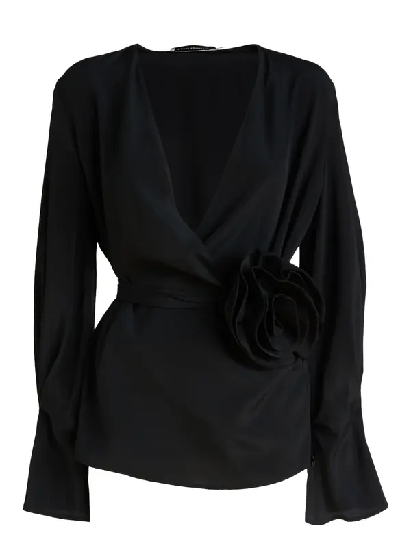 SIMONA CORSELLINI Floral-appliqué Blouse - Black