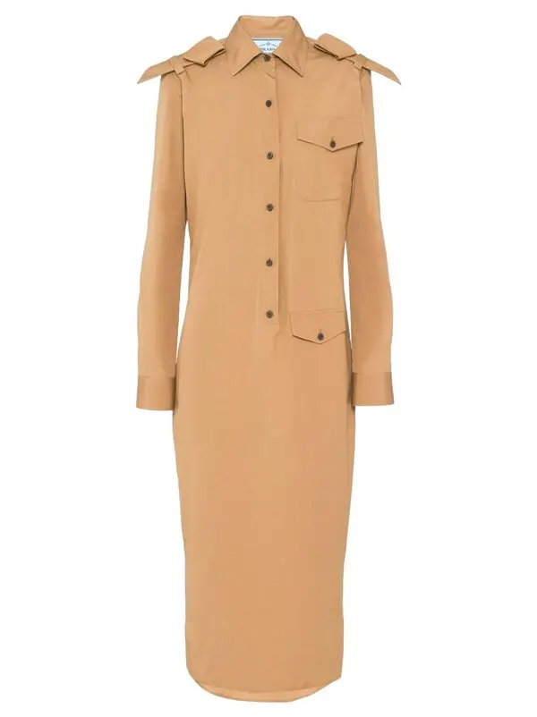 Prada Triangle-logo Cotton Shirtdress - Neutrals