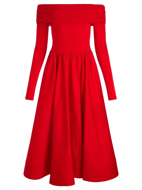 Alice + Olivia Chara Midi Dress - Red