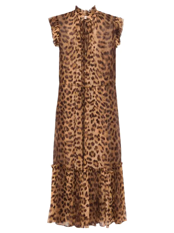 Zimmermann Crush Flutter Midi Dress - Brown