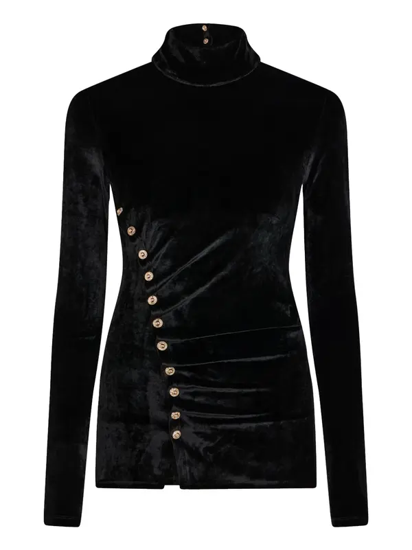 Rabanne Draped Velvet Top - Black