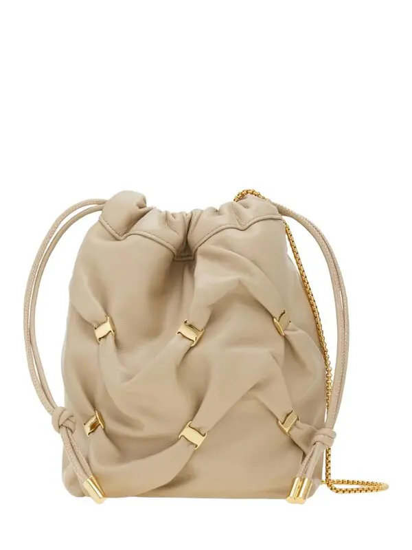 FERRAGAMO Mini Leather Bucket Bag - Neutrals