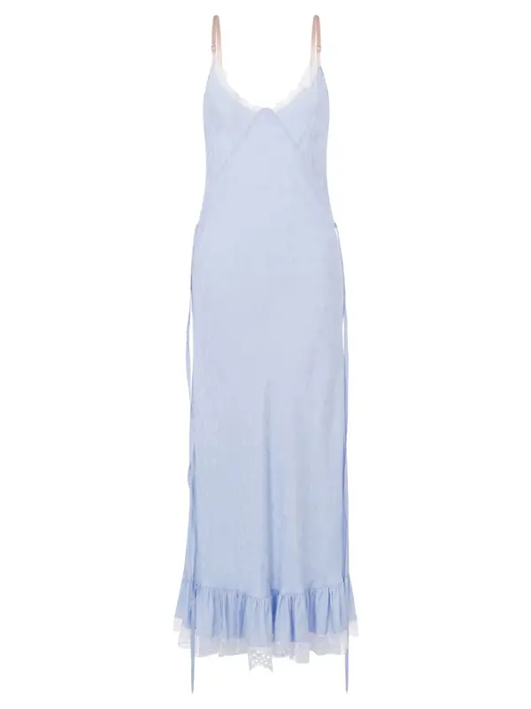 Moschino Lace-trim Maxi Dress - Blue