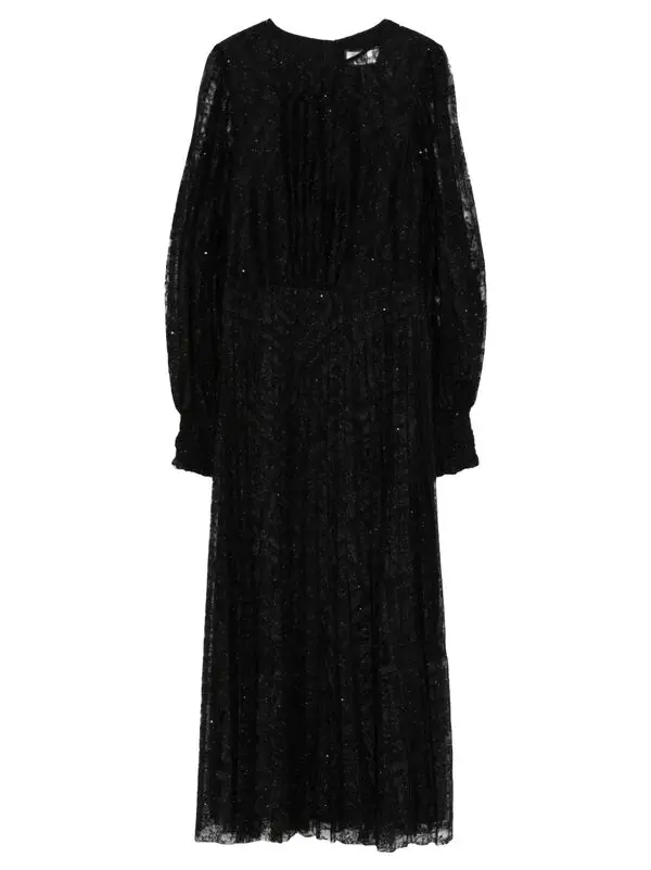 NISSA Floral-lace Midi Dress - Black