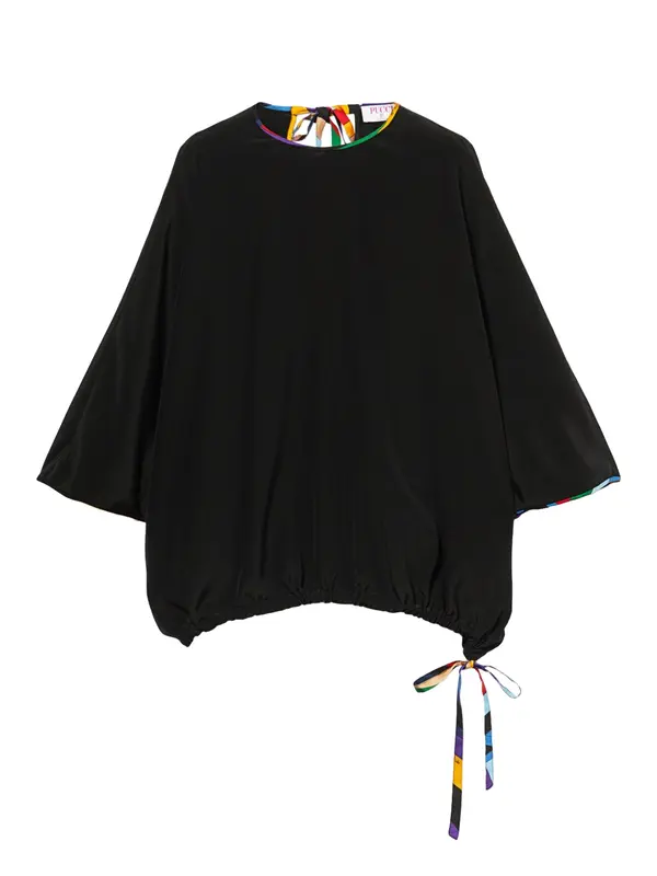 Emilio Pucci Silk Keyhole Top - Black
