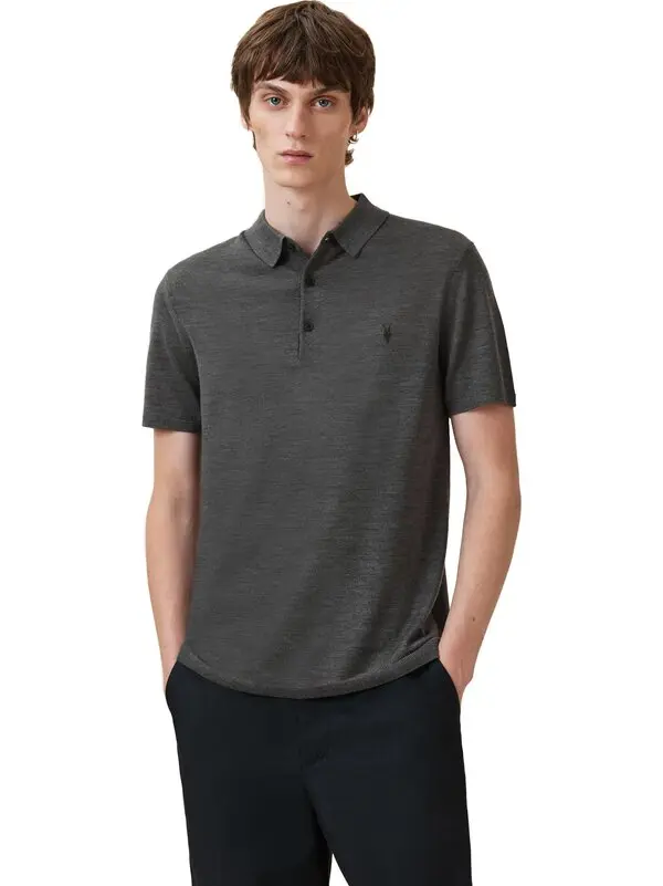 ALLSAINTS Mode Merino Short Sleeve Polo Shirt - Monument Grey