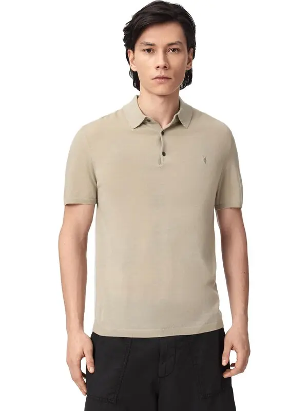 ALLSAINTS Mode Merino Short Sleeve Polo Shirt - Powdered Green