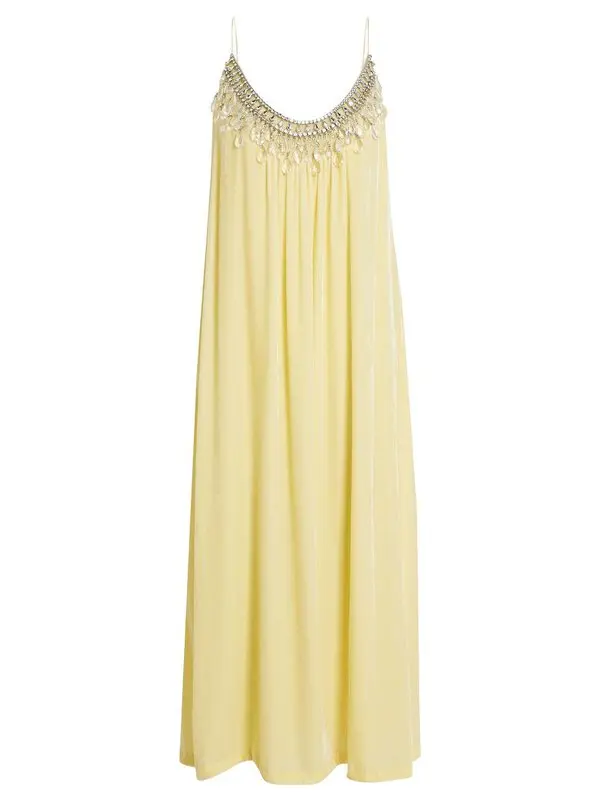 Zimmermann Crystal-embellished Velvet Midi Dress - Yellow