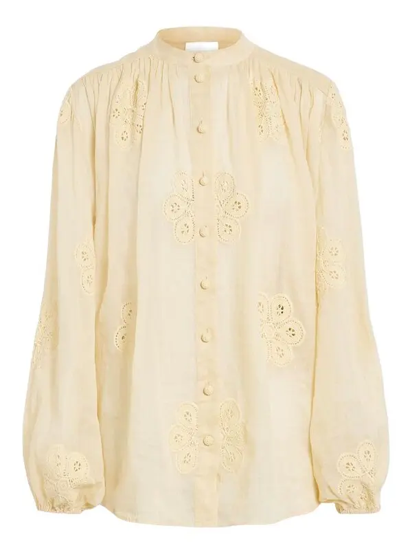 Zimmermann Crochet-trimmed Ramie Blouse - Cream