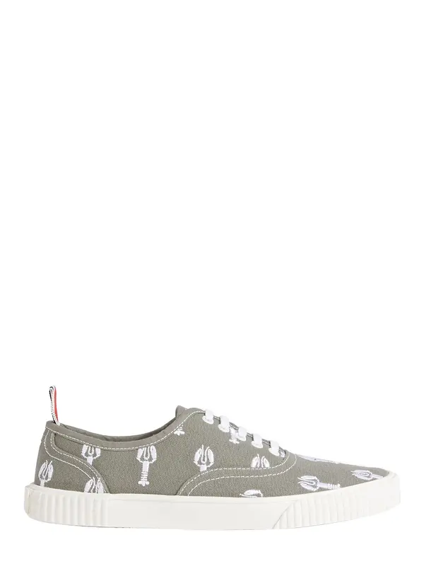 Thom Browne Embroidered Canvas Sneakers - Grey Green