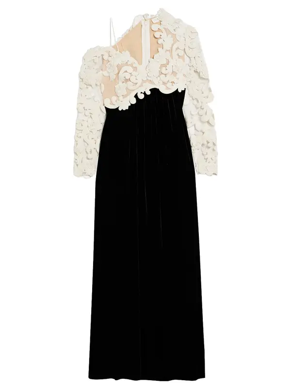 Zimmermann Appliquéd Tulle And Velvet Gown - Black