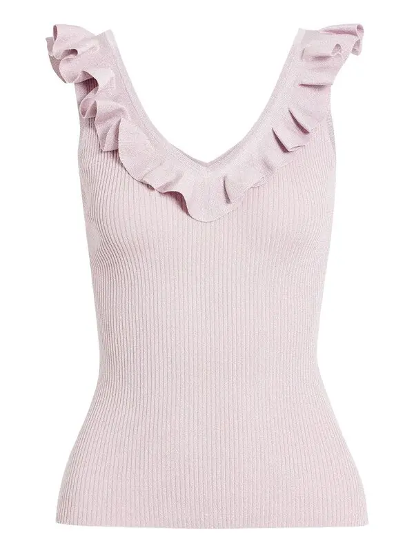 Zimmermann Ruffled Ribbed-knit Tank - Lilac