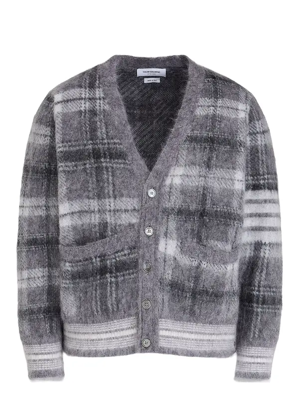 Thom Browne Jacquard-knit Mohair-blend Cardigan - Gray