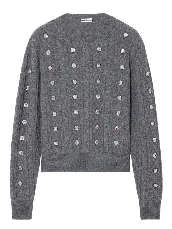 Rabanne Crystal-embellished Cable-knit Sweater - Gray
