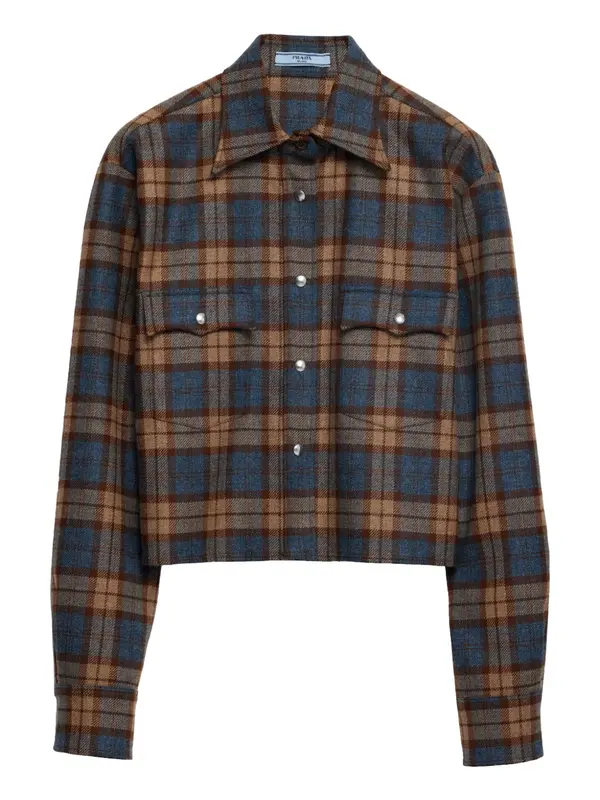 Prada Checked Wool Shirt - Brown