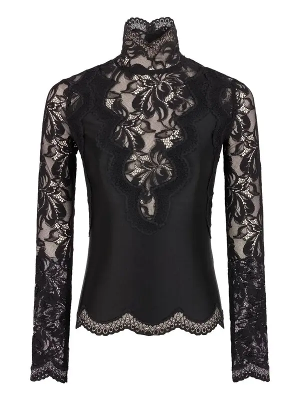 Rabanne Long-sleeve Lace Top - Black
