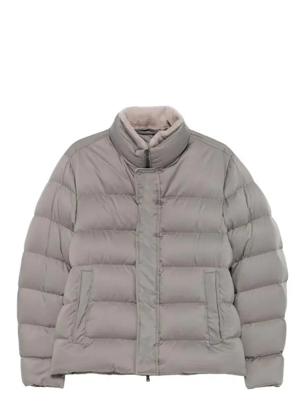 Herno Quilted Bomber Jacket With Detachable Faux-fur Collar - Grey