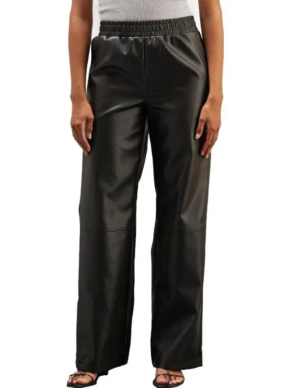 CRESCENT Faux Leather Straight Leg Pants - Black