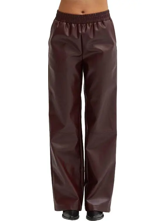 CRESCENT Faux Leather Straight Leg Pants - Cabernet
