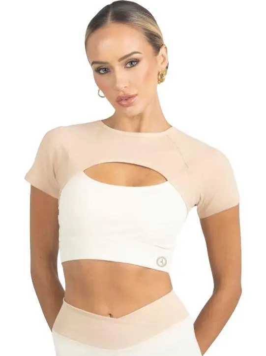 AKALIA Color Block Activewear Top - Beige