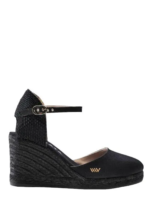 VISCATA Satuna Canvas Espadrille Wedges - Black/black