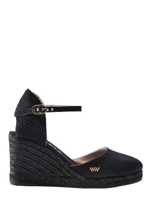 VISCATA Satuna Canvas Espadrille Wedges - Black/black