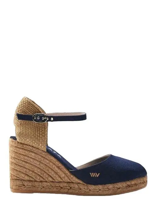 VISCATA Satuna Canvas Espadrille Wedges - Navy Blue