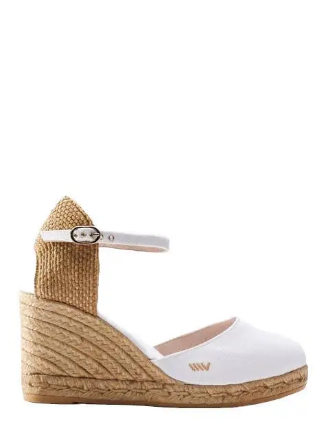VISCATA Satuna Canvas Espadrille Wedges - White