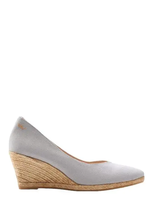 VISCATA Roses V-cut Espadrille Wedges - Ash Grey
