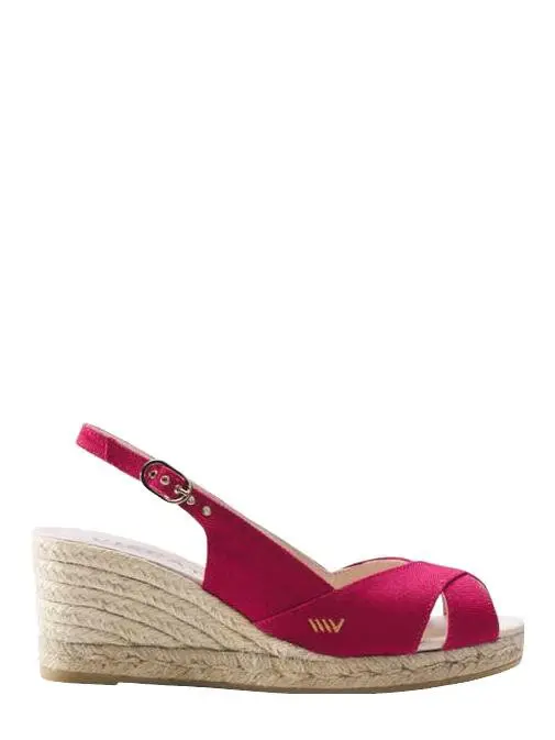 VISCATA Llansa Canvas Espadrille Wedges - Cherry