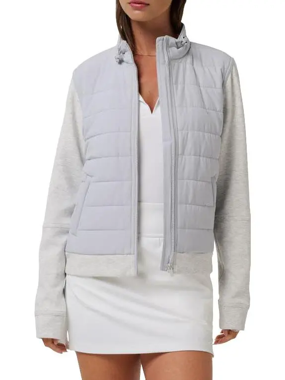 Travis Mathew Skyloft Full Zip Quilted Jacket - Heather Light Grey