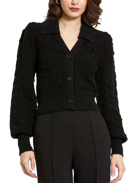 Mac Duggal Bobble Knit Button-up Cardigan - Black