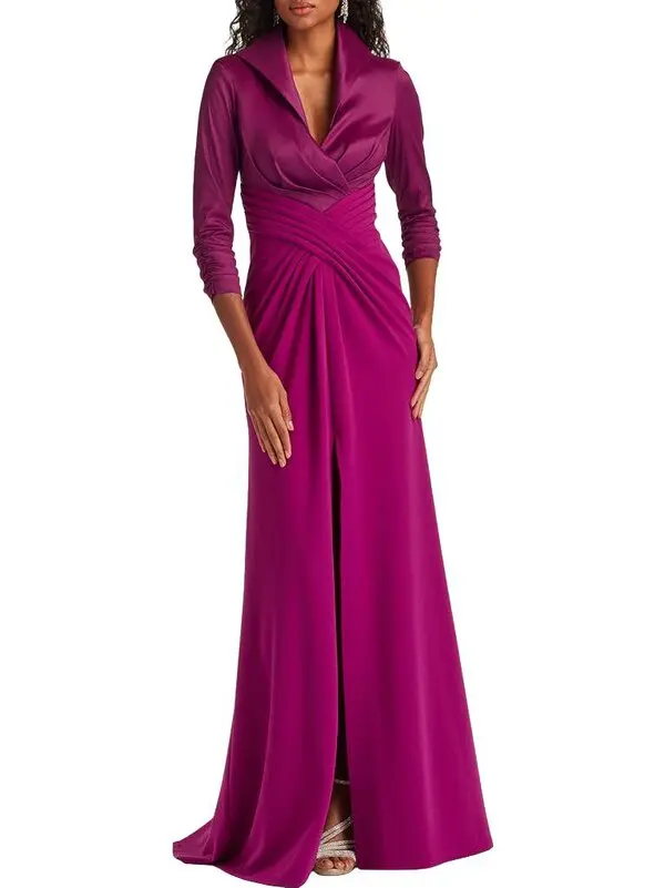 Tadashi Shoji Mixed Media Gown - Magenta