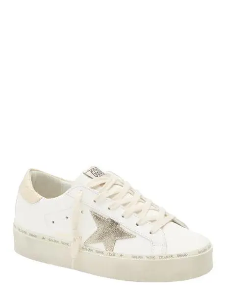 GOLDEN GOOSE Hi Star Platform Sneakers - White/ Platinum/ Beige