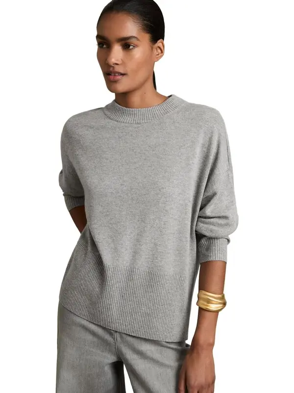 REISS Geometric Color-block Jumper - Grey